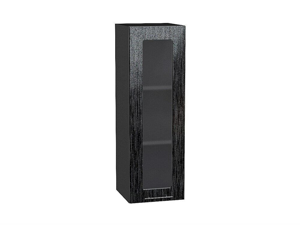 VVT Шкаф верхний с 1-ой остекленной дверцей Валерия-М Graphite, Черный металлик дождь, 920, 300 В*Ш*Г 920*300*318, фасад МДФ/Стекло Черный металлик дождь, корпус Graphite Черный металлик дождь