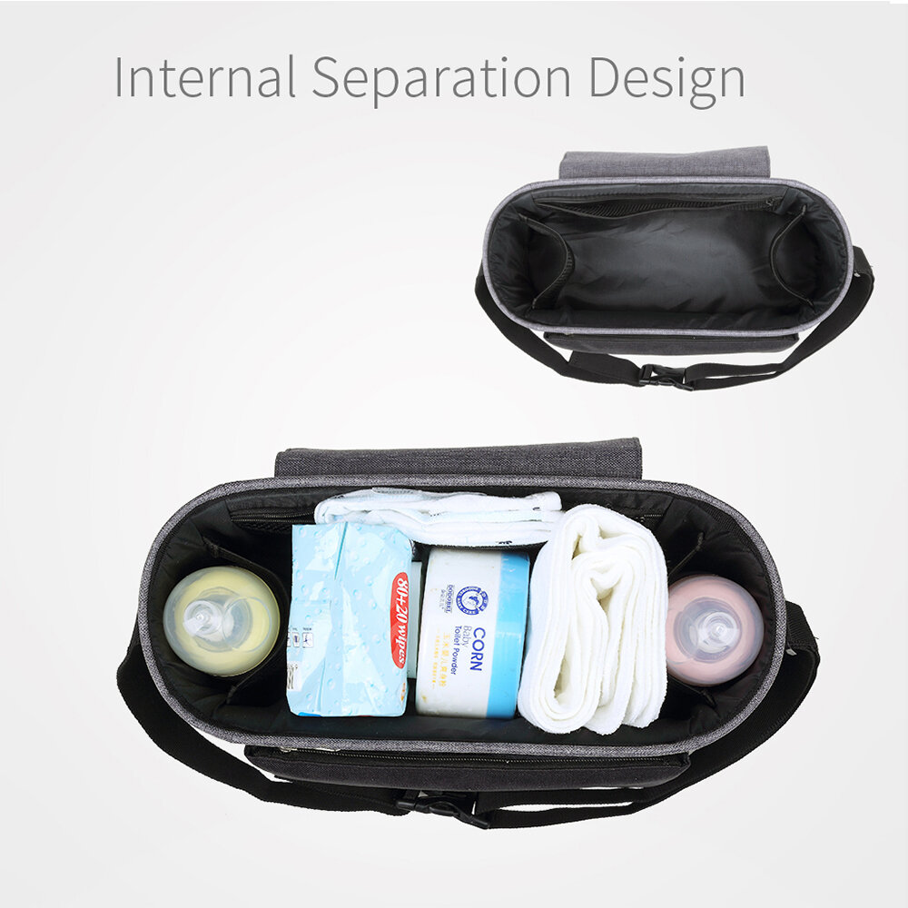 Органайзер для коляски с плечевым ремнем, черный, водоотталкивающая полиэстеровая ткань, вместительный и легкий