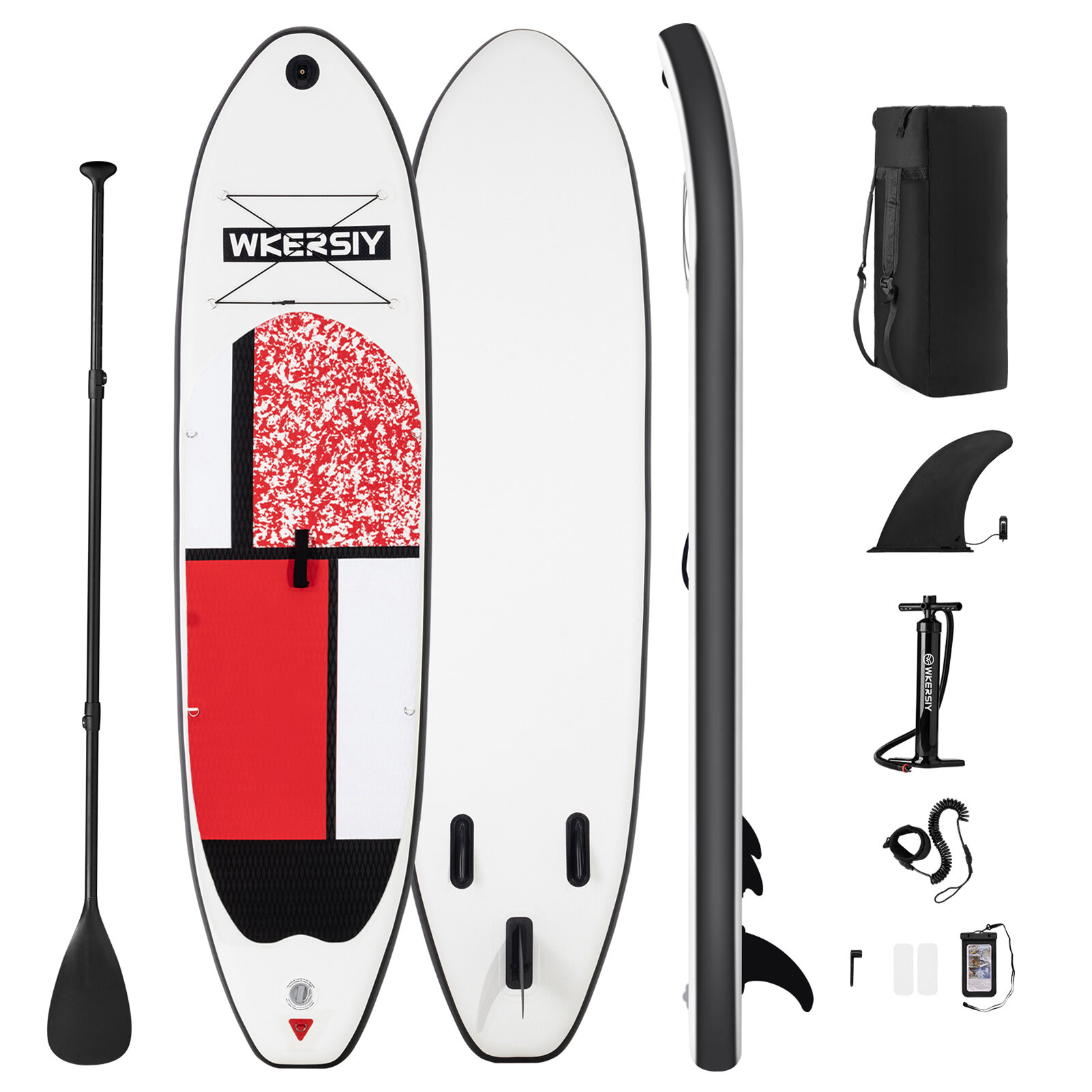 Inflatable Stand Up Paddle Board Non-Slip SUP для всех уровней навыков с воздушным насосом, сумкой для переноски, поводком, водонепроницаемой сумкой для телефона, размер 305*76*15 см, вес 8 кг, максимальная нагрузка 280 lbs, максимальное давление 15PSI/1