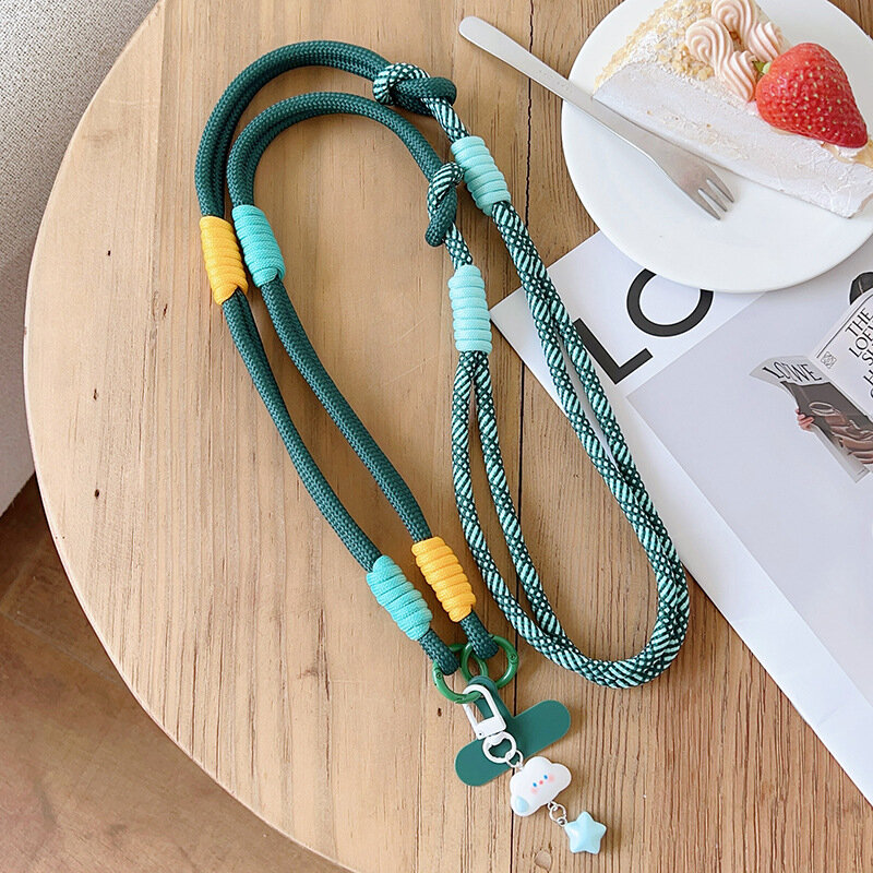 Шнурок для телефона "Female Rope Girl", темно-зеленый, с диагональным ремешком, ТПУ