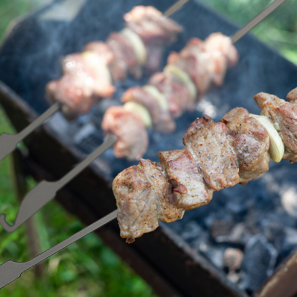 Шампуры для барбекю 10 шт, Ti, плоские, для гриля, кебабов, на заднем дворе, пикника.