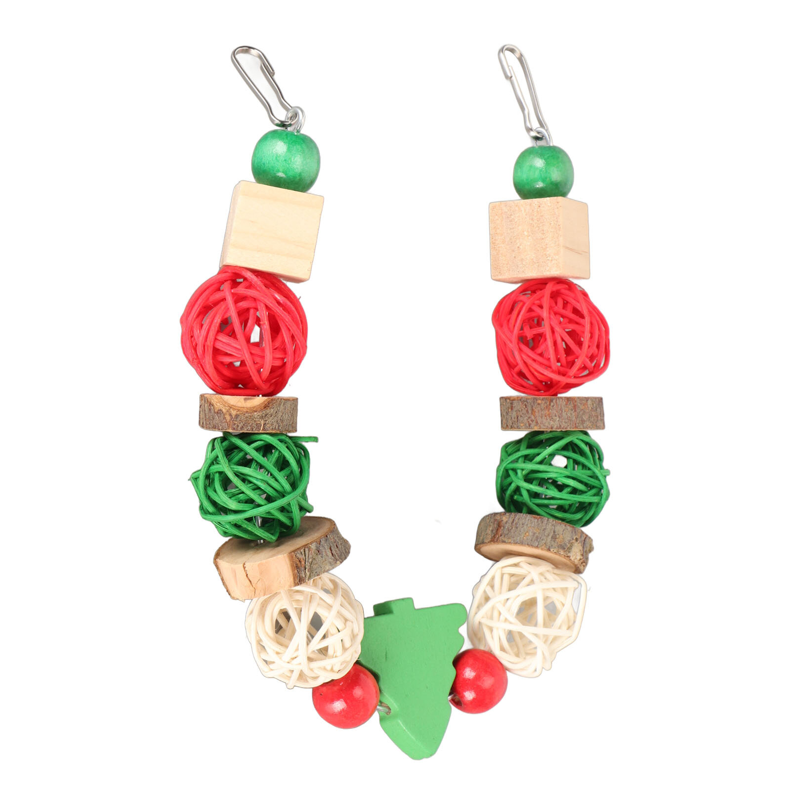 Жевательная игрушка с попугаями, красочный шарик из ротанга для шлифовки зубов, деревянная рождественская игрушка для жевания птиц для хомяка, кролика