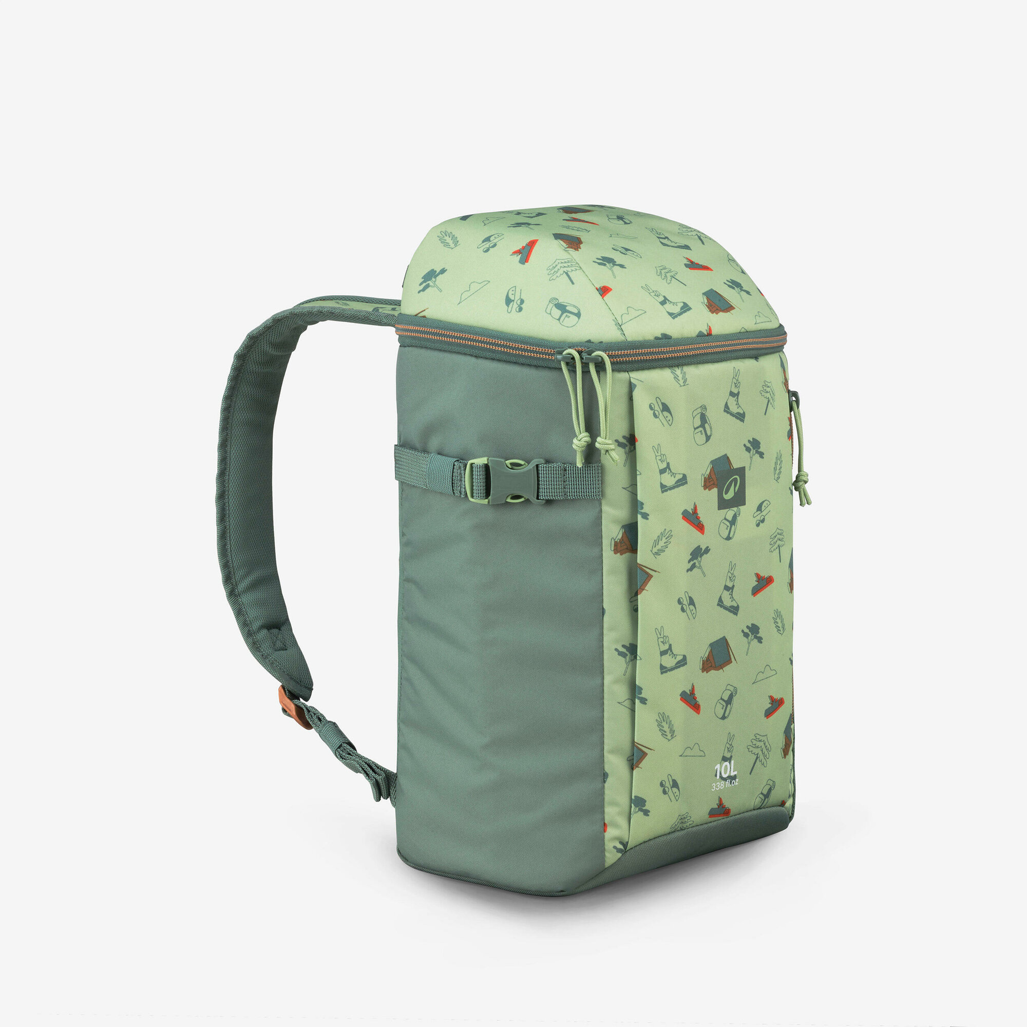 Decathlon Холодильник-рюкзак Quechua 100, 10 литров, зеленый эвкалипт