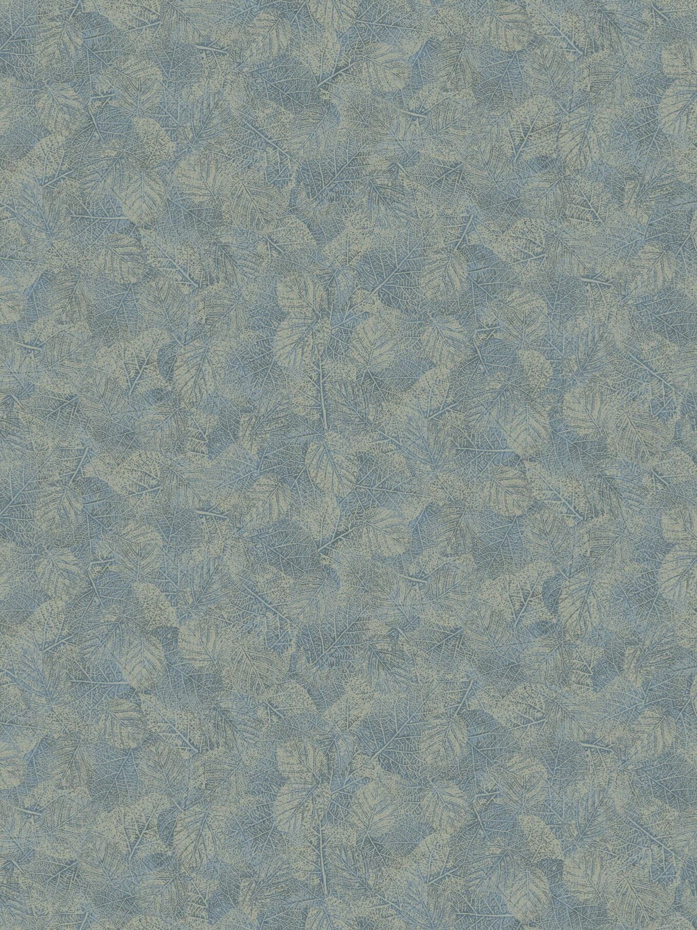 Обои флизелиновые Bernardo Bartalucci Caterina 84195-4, виниловые метровые(горячее тиснение, моющиеся) 1.06м х 10.0м, листья, цвет темно-голубой