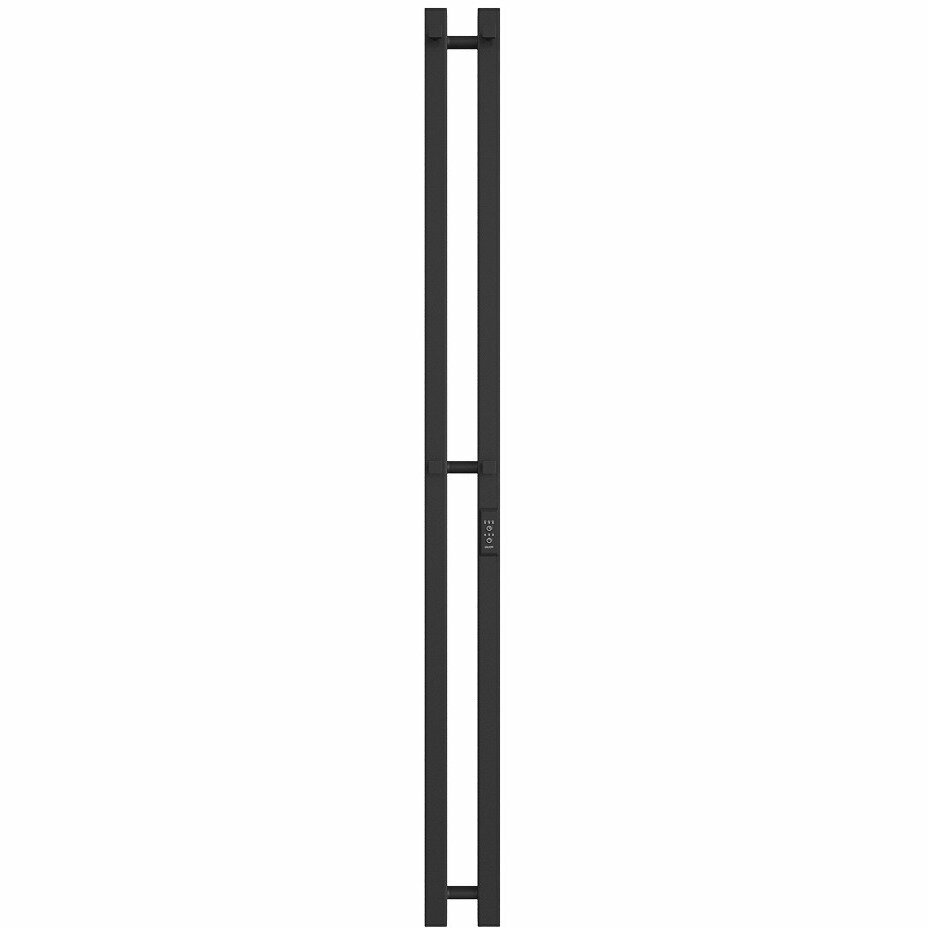 Полотенцесушитель электрический Двин (Dveen) X-2 plaza neo 140x8 см, без полки, К диммер, квадрат черный матовый