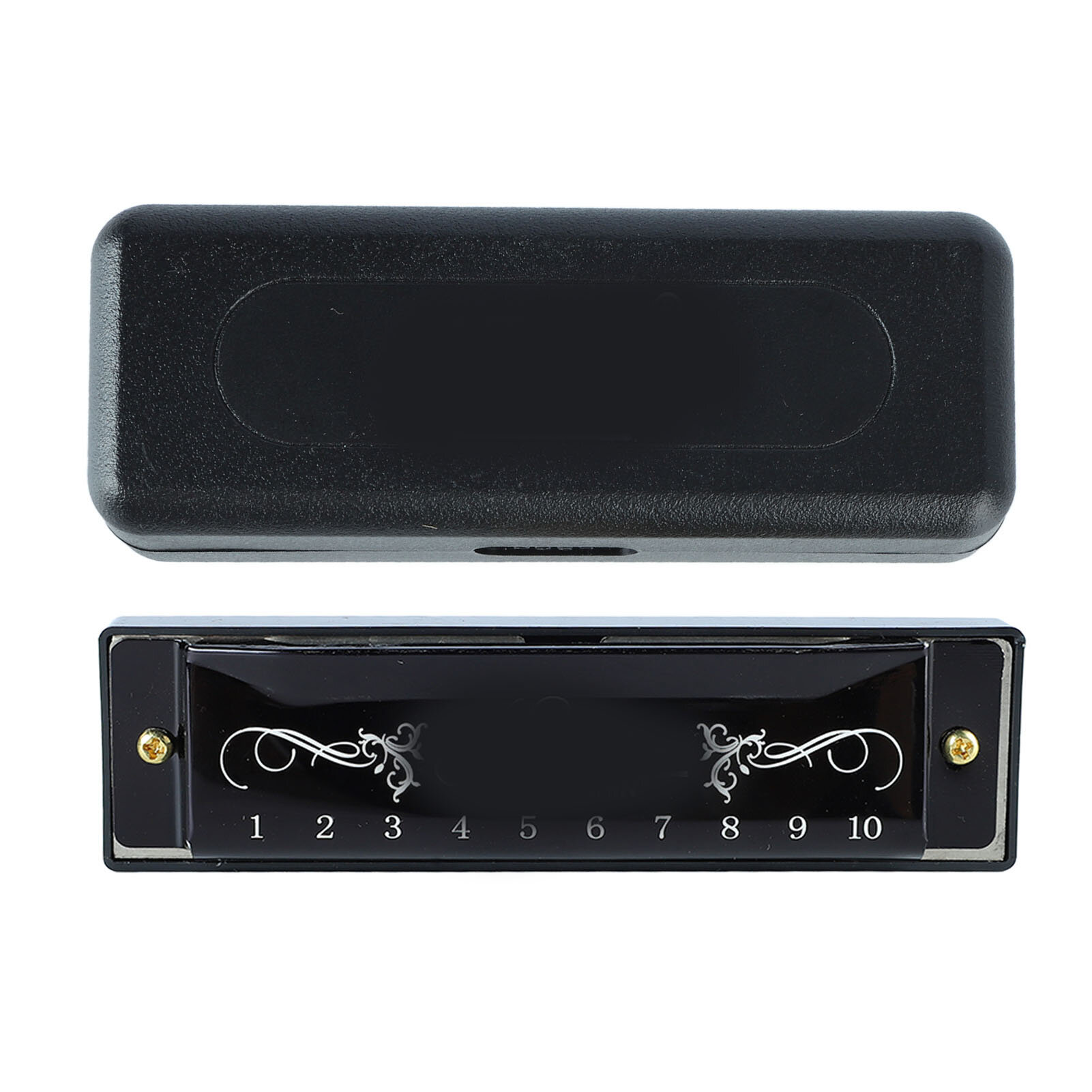 Harmonica 10 Hole 20 Tune C Key Professional Standard Mouth Organ with Case for Kid Beginner Black