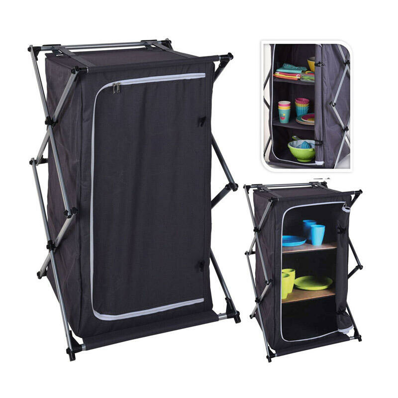 Decathlon Туристический складной шкаф Camp Active 95 см, 3 полки, антрацит