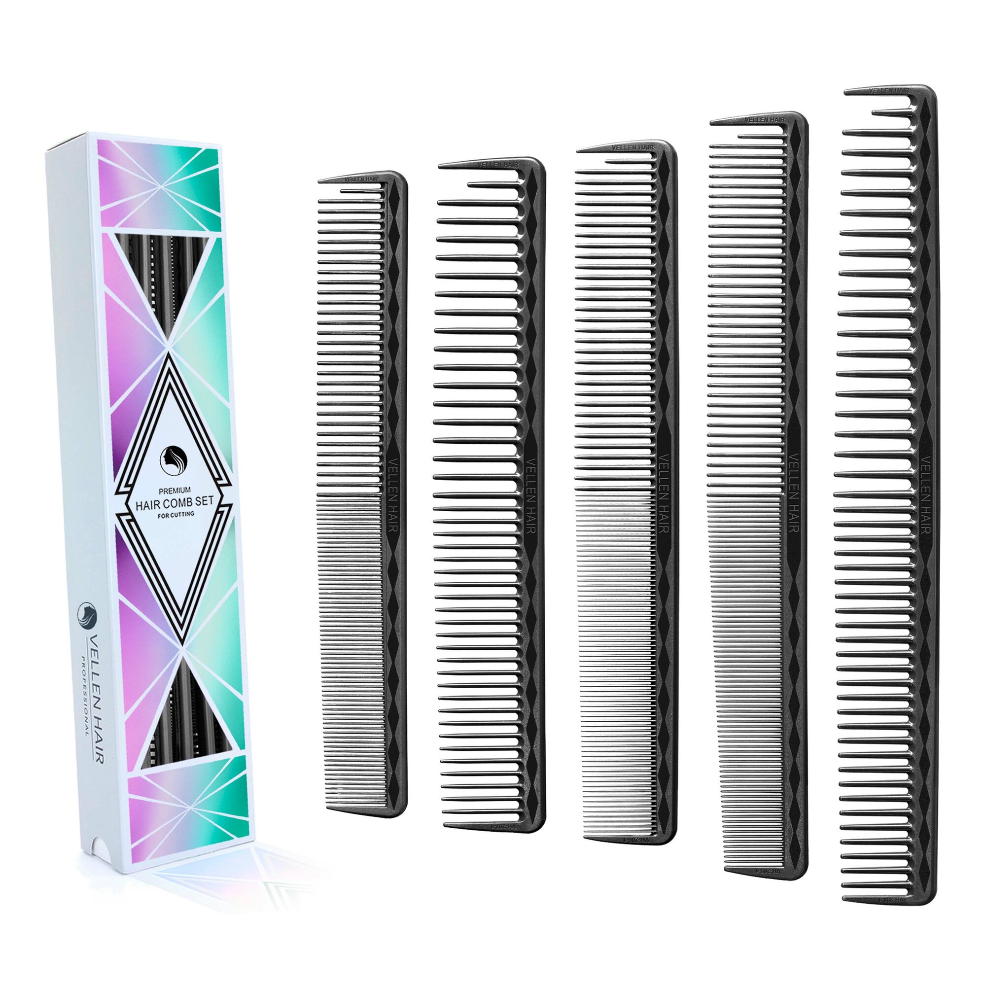Набор парикмахерских расчесок для стрижки волос - 5 размеров