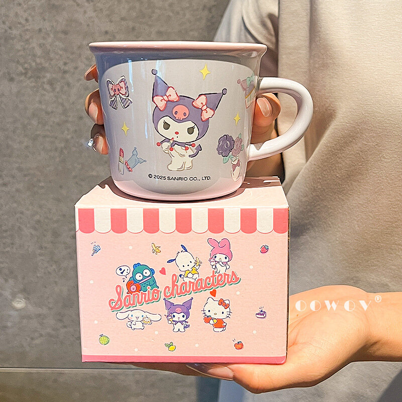 Кружка Sanrio Hello Kitty с логотипом бренда, новая высококачественная детская молочная чашка, керамическая чашка для дома, подарок на день рождения