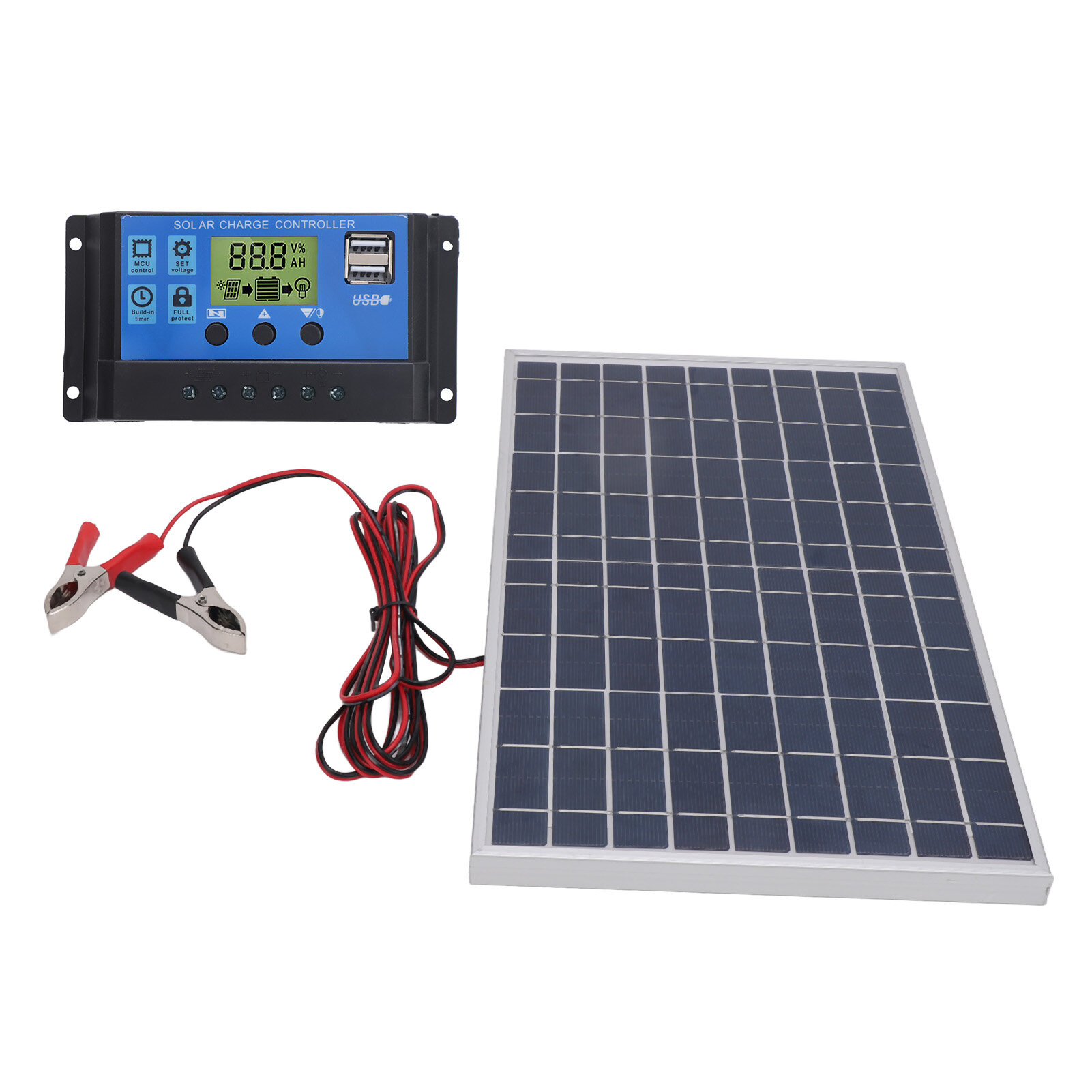 Solar Panel 10W 12V Polycrystalline IP65 30A Solar Charge Controller Portable for Outdoor