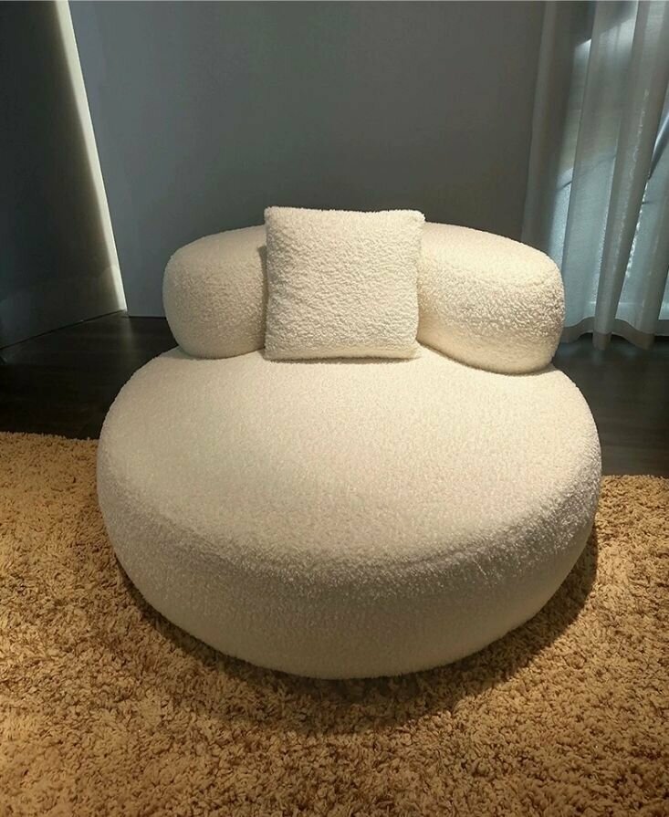 Круглый белый диван "Букле" 120 x 120 с выбором оттенка , мягкий