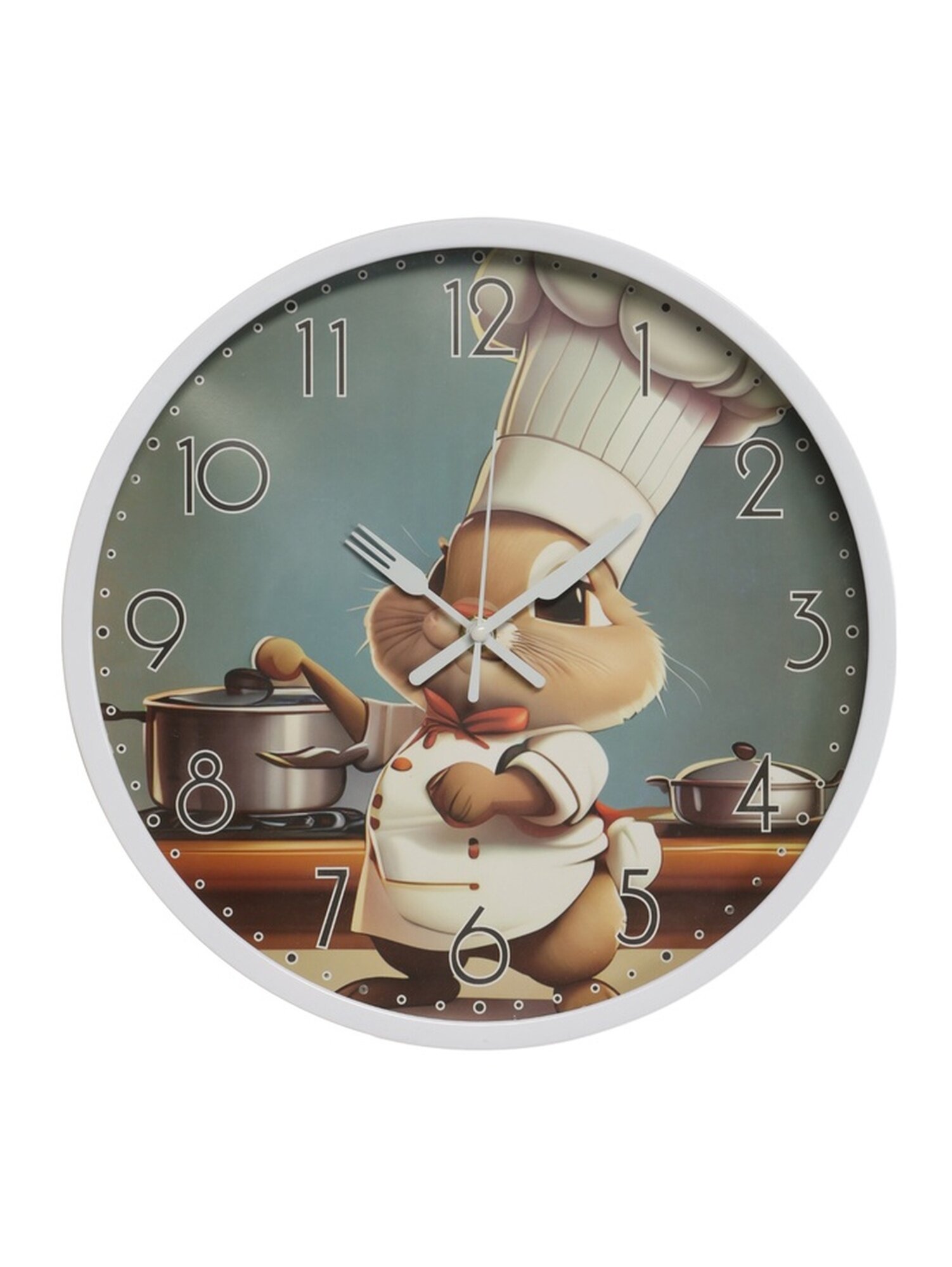 Часы настенные интерьерные, для кухни«Кролик-шеф», плавный ход, d-29.5 см, толщина 4.5 см