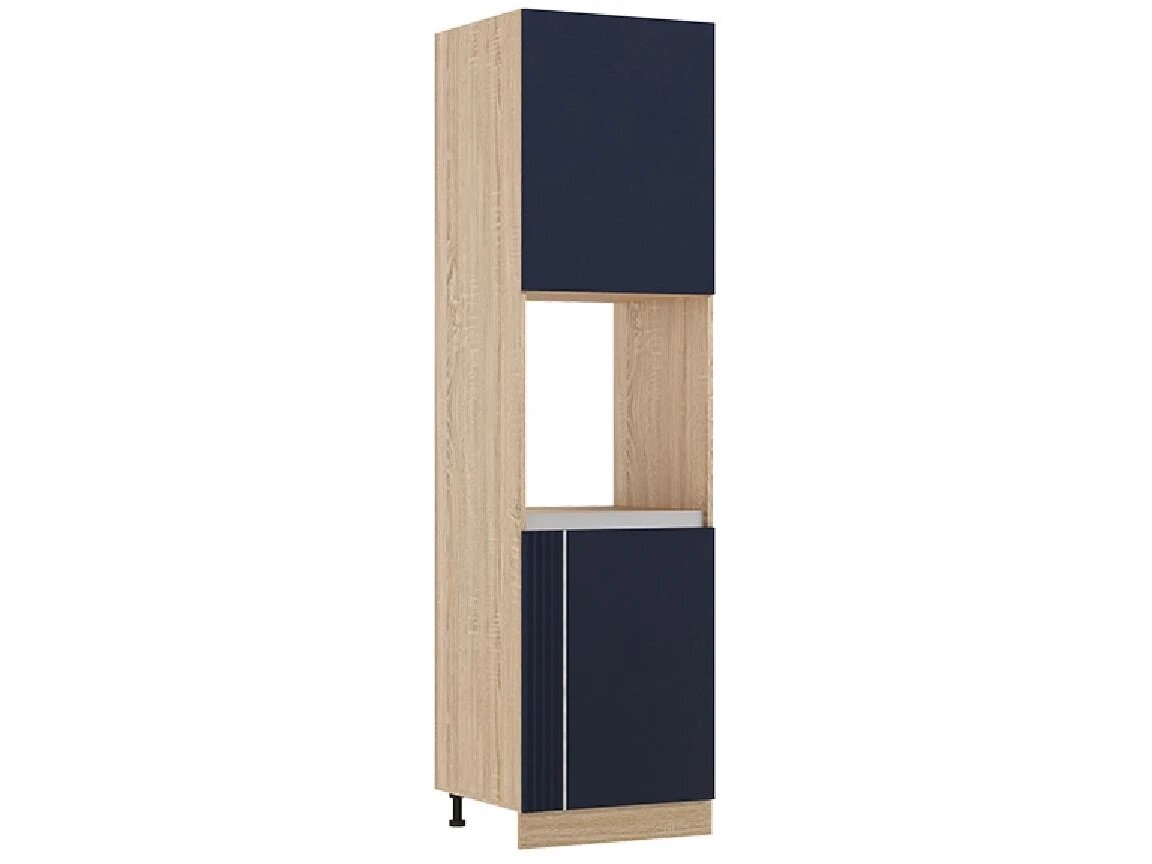 Пенал для кухни с фасадом МДФ для встраиваемой бытовой техники Пластер Индиго/Сонома