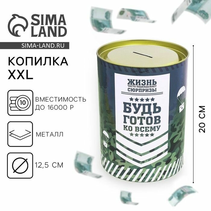 Копилка Sima-land НЗ, XXL, 20х12.5 см, закрытая, картон, металл