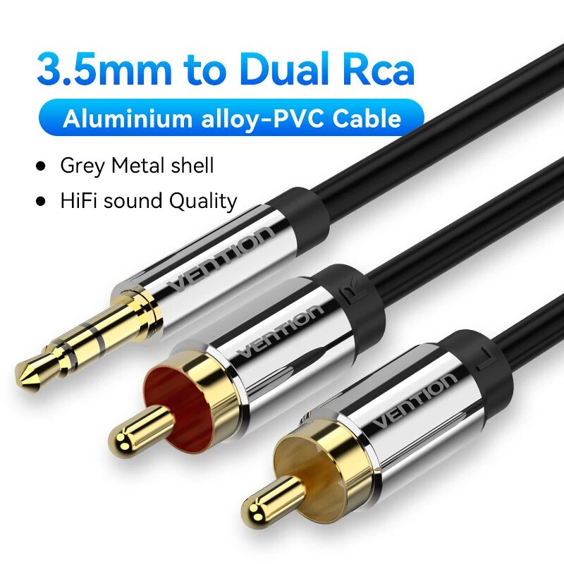 Аудиокабель Vention RCA 3,5 мм Hi-Fi 3 метра