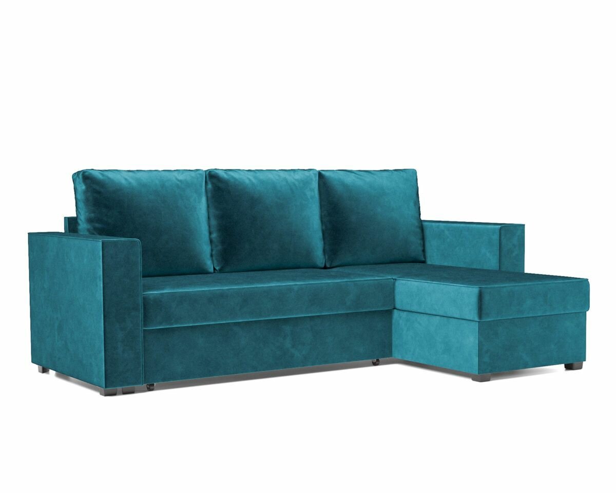 Угловой диван Mebel-ars Рим вельвет (бархат) Бархат сине-зеленый