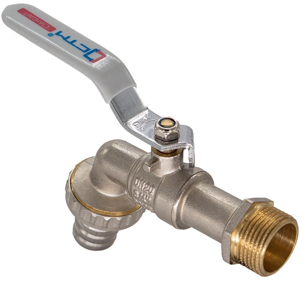 Кран шаровый для воды СТМ прямой, ручка рычаг, латунь, цвет серый, резьба 3/4" / запорная арматура