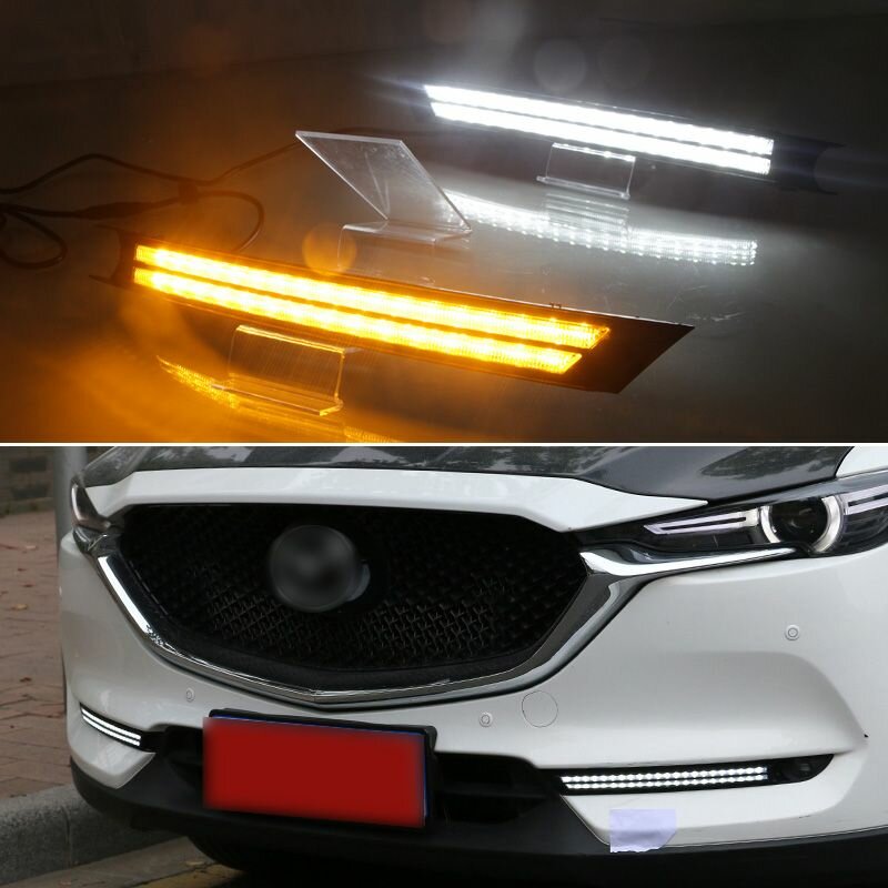 Светодиодные дневные ходовые огни Mazda CX-5 CX5 2017-2021 автомобильные аксессуары, водонепроницаемые ABS 12 В DRL, противотуманные фары, украшение