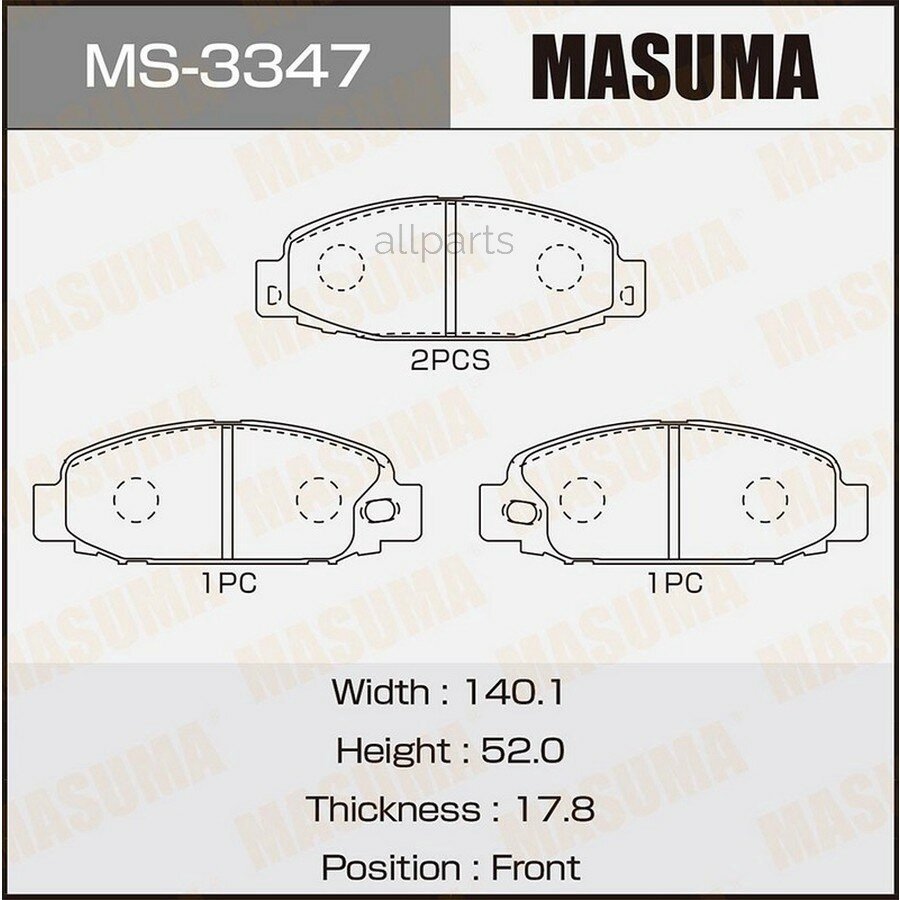MASUMA MS-3347 Колодки торм. пер.