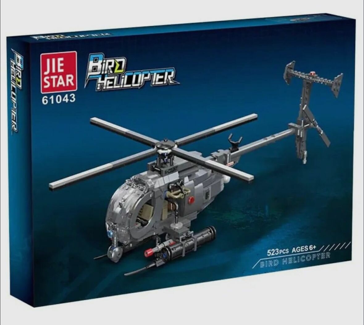Конструктор 61043 JIE STAR Вертолет MH-6 Little Bird 523 детали