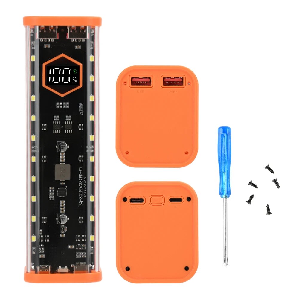 Корпус Power Bank DIY, оранжевый, без аккумулятора