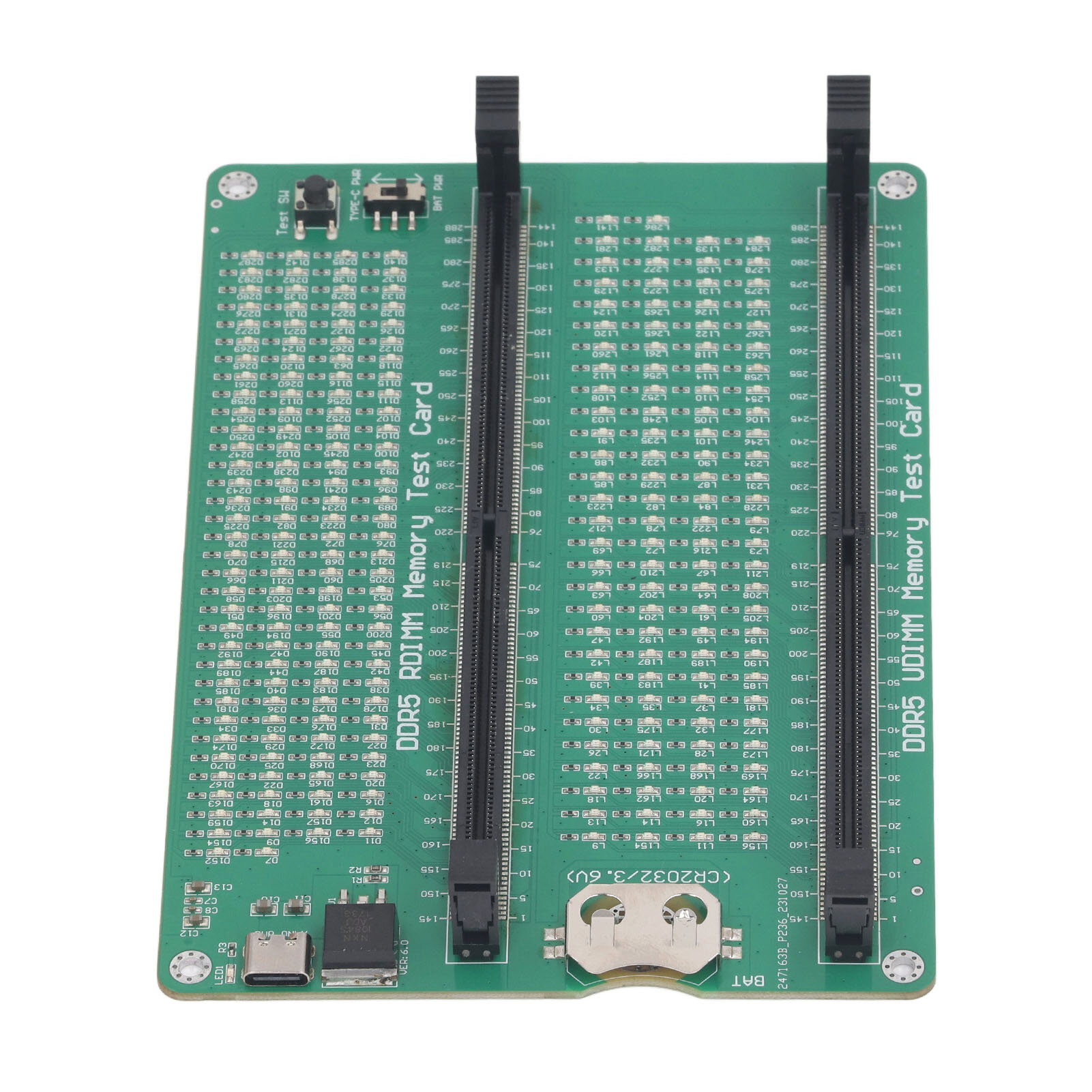 Тестер памяти DDR5 PCB Настольная тестовая карта памяти DDR5 со светодиодным индикатором для компьютера Память DDR5 R DIMM U DIMM
