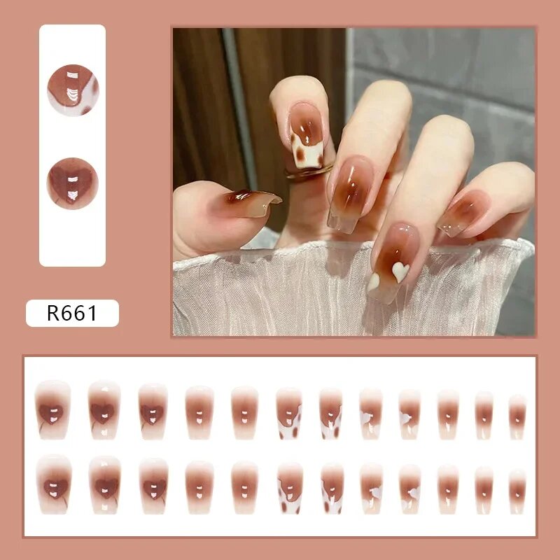 Накладные ногти Cute Rabbit 24 штуки Коричневый, R661Have Stickers