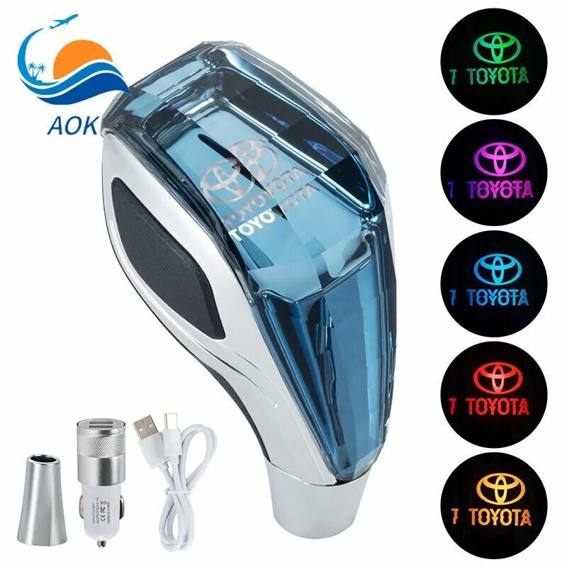 Подзарядный рычаг управления коробкой передач со светодиодным цветным освещением, подходит для модификации Ручка автомобиля