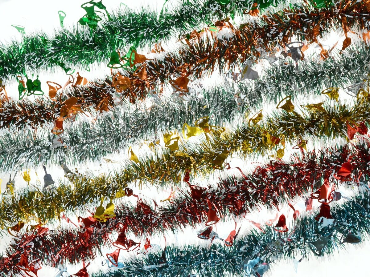 Мишура новогодняя 2м, 6см, цветной микс, 1 штука, фольга, для праздничного декора