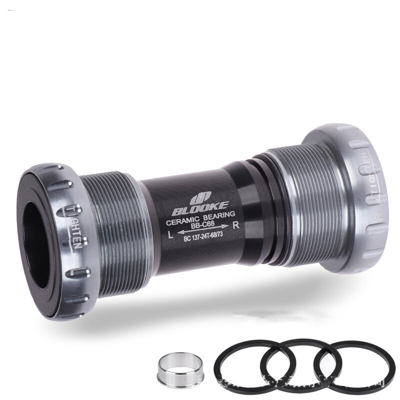 Каретка 68 х 73 мм MyPads для спортивного велосипеда черная с проставочными кольцами на промах черная