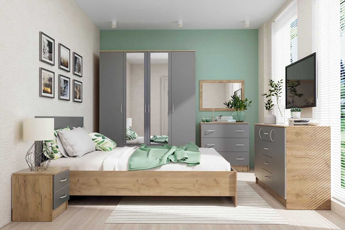 Мебельный комплект Диал КЭТ-7, с ящиком, зеркалом, ЛДСП, цвет крафт-графит, 5 предметов