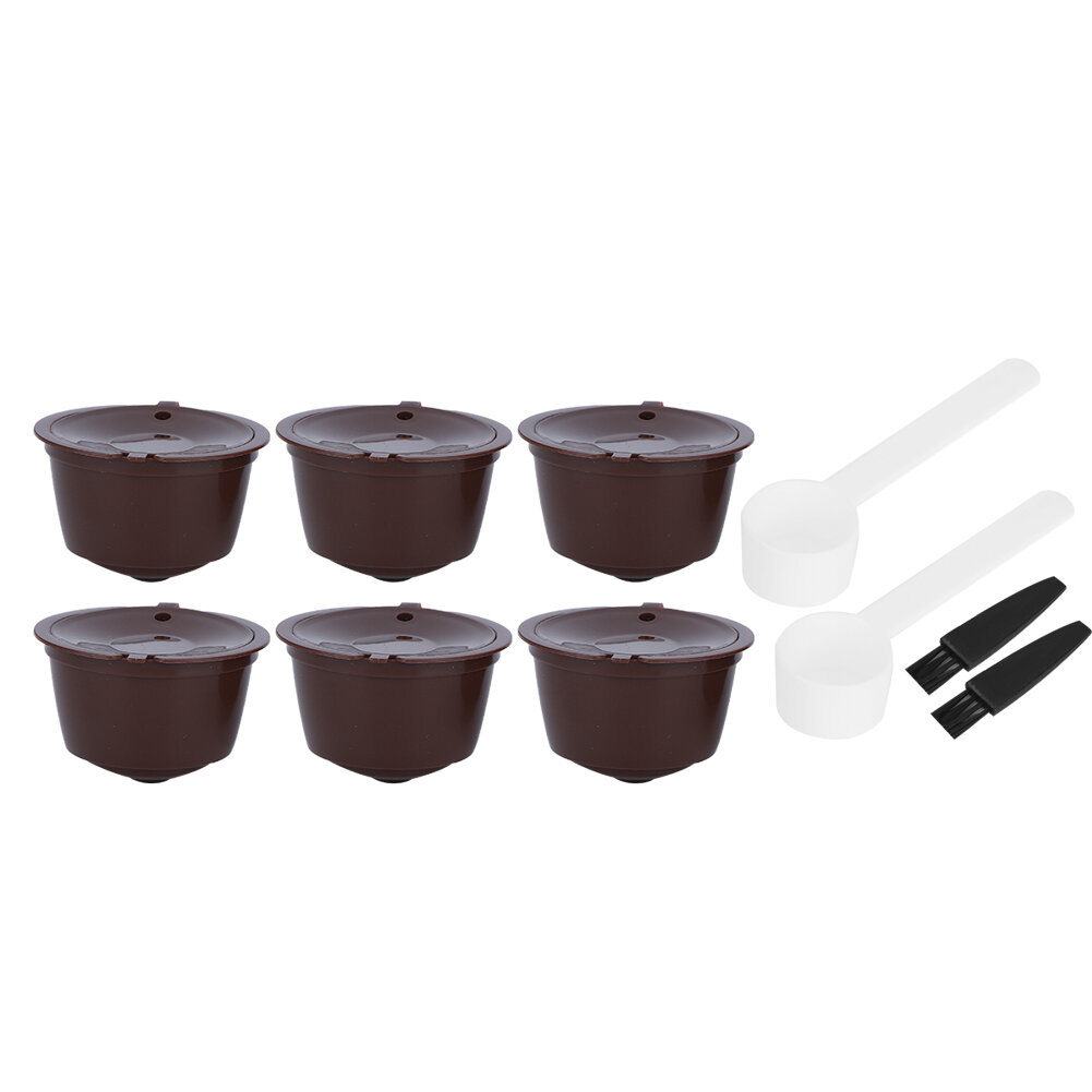 2 комплекта капсульных фильтровальных чашек для кофе, многоразовые многоразовые капсулы с ложкой-кистью, пригодные для кофемашин DOLCE GUSTO