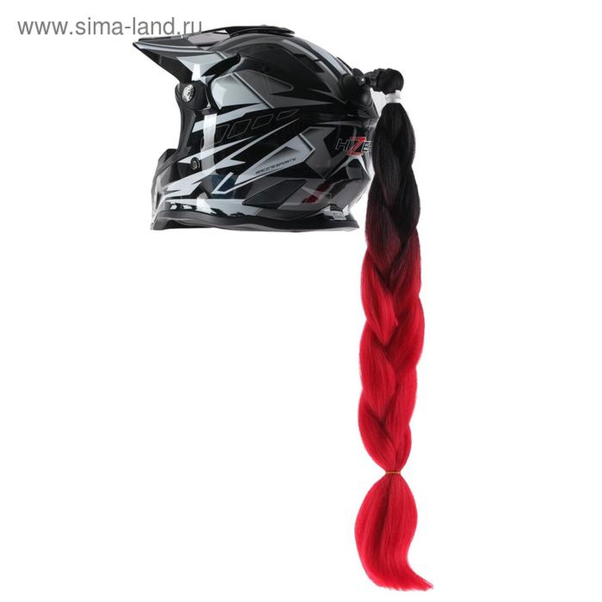 Кома на мотошлем, 60 см, чёрно-красный, крепление на присоску