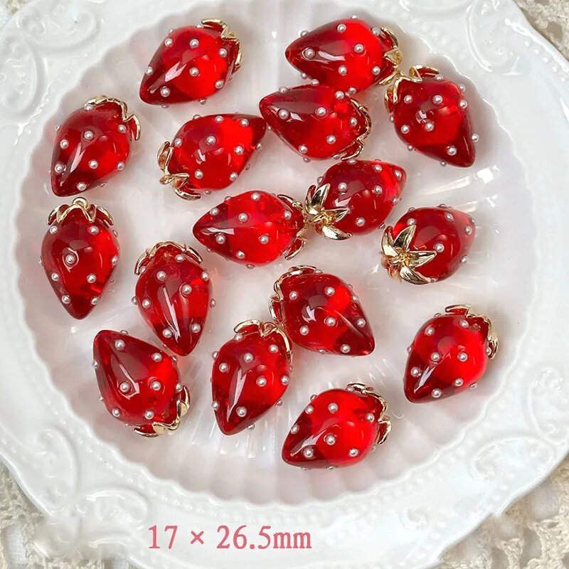 Прекрасный смоляной клубничный свободный кулон из бисера, ювелирные изделия из бисера, материал ручной работы, браслет, ожерелье, аксессуары для ушей