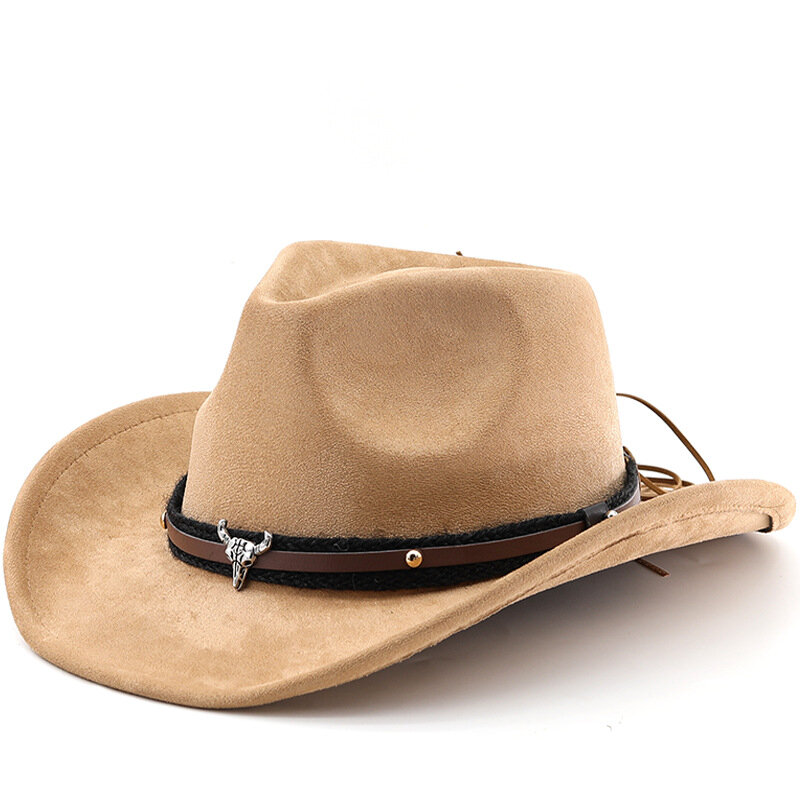 Цилиндр, в этническом стиле, M, джинсовая замша, металлическая кость, верблюжья шерсть