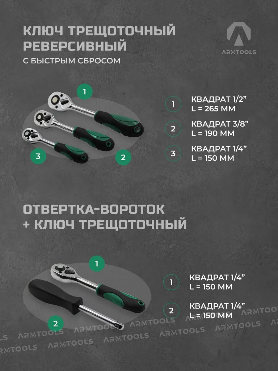Набор инструментов 151 предмет для ремонта автомобиля в кейсе — фото 1