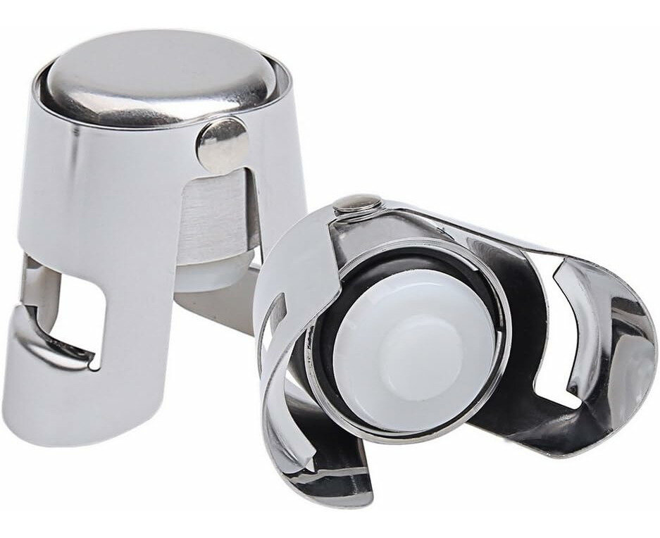 Шток для шампанского (нержавеющая сталь, 2 штуки), вакуумная упаковка для вина, упаковка для игристого вина, серебристый цвет, 2 штуки, аксессуар для вина, запечатка для бутылок с вином, запечатка для бутылок с шампанским