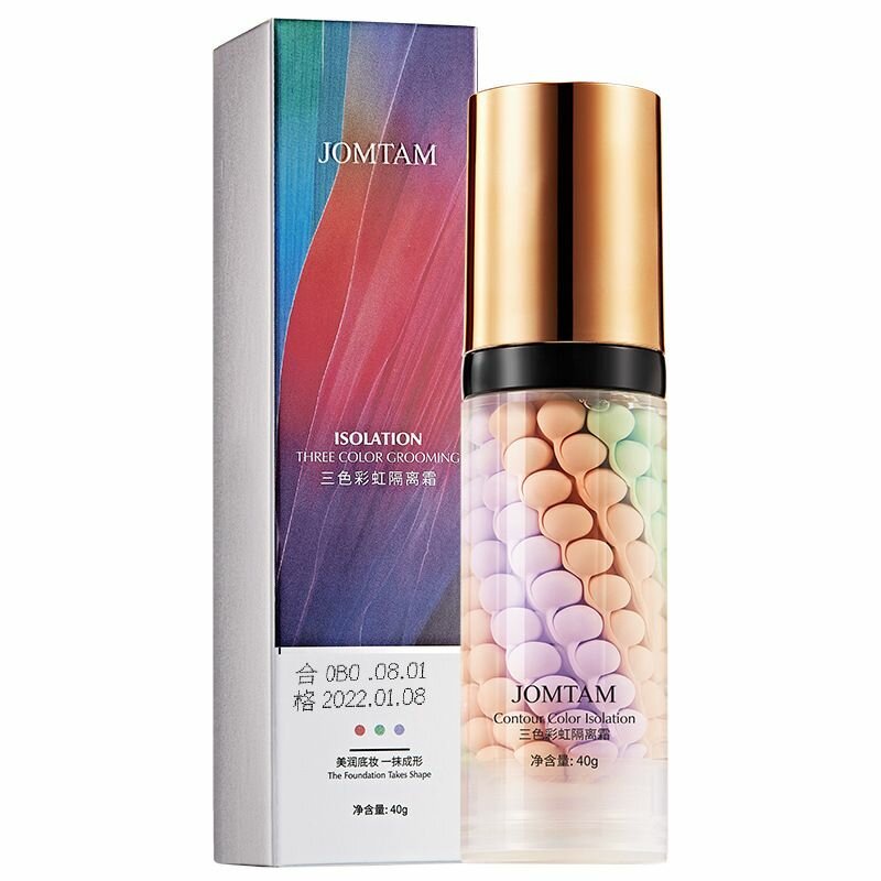 Трехцветная основа под макияж с эффектом выравнивающего тона Jomtam / база под макияж / праймер для лица