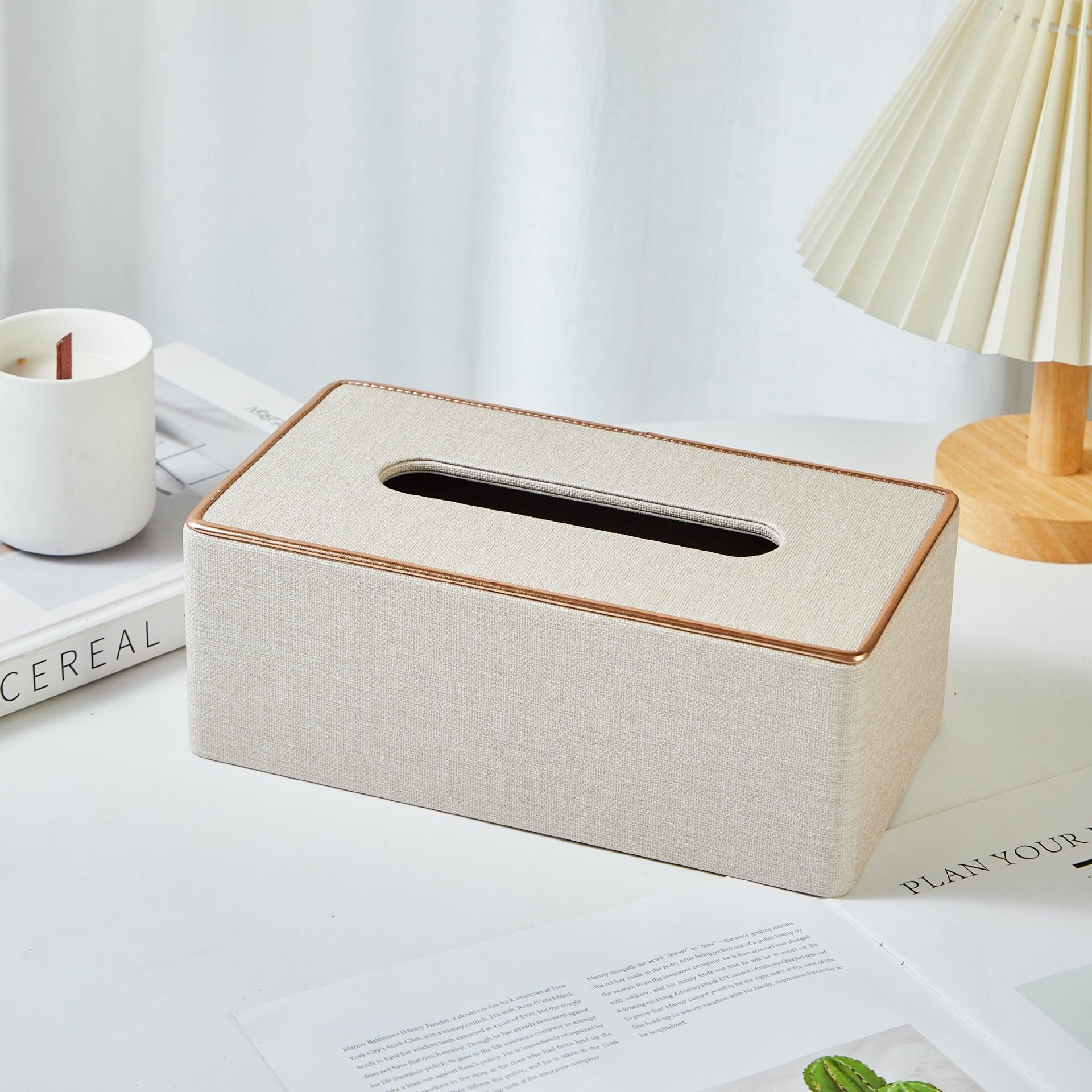 Коробка для салфеток из кожи с мраморной текстурой