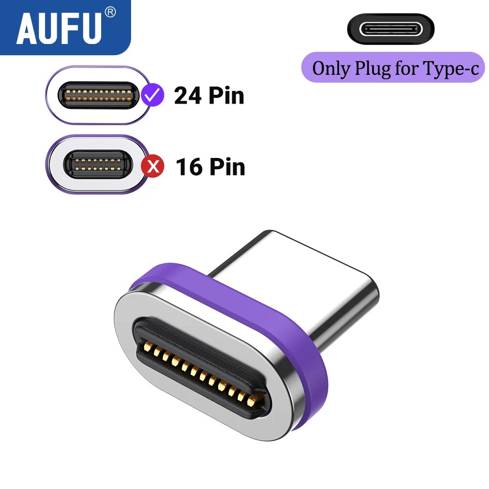 Магнитный адаптер AUFU USB4.0 24Pin 240 Вт USB C к Type C 40 Гбитp Быстрая зарядка USB C Женский преобразователь 8K USB OTG Адаптер Thunderbolt3 Only Tips For Type C