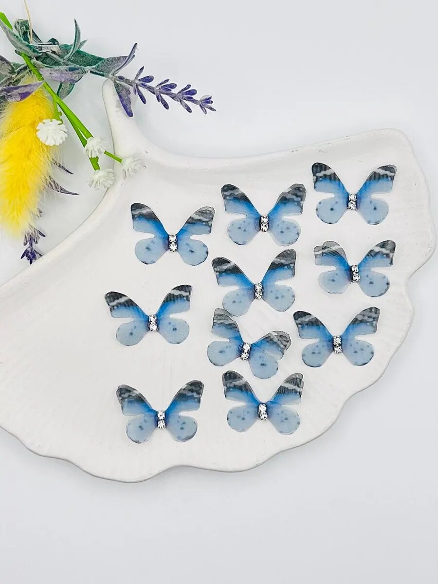 Бабочки шифоновые двухслойные 3*2см (10шт)