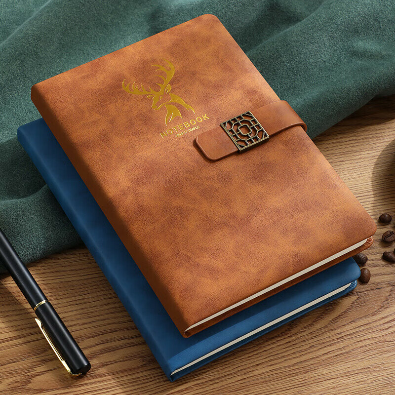 Falamon Notebook A5 Leather Cover Thick Notebook, Journal, Business Simple Office Meeting Record Book, Stationery Customization, A5 Amber Brown