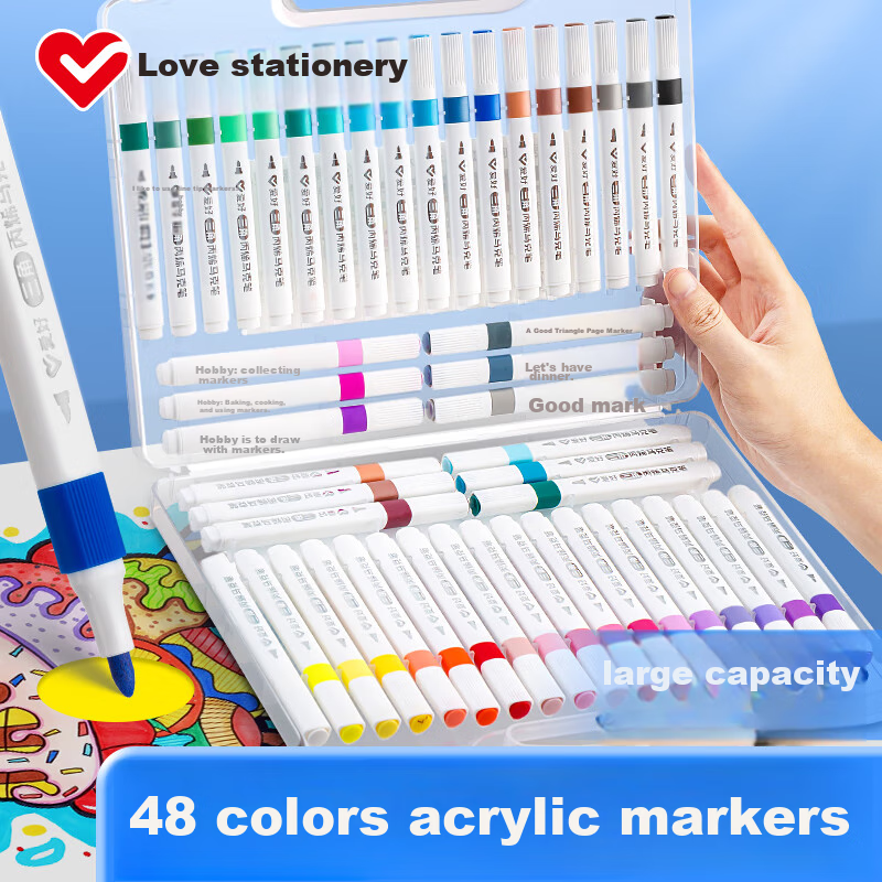 AIHAO Triangular Acrylic Markers, Art Student Hand-Drawn Graffiti Paints, Multipurpose Children's DIY Painting Brushes, 12 Colors, DPM1100