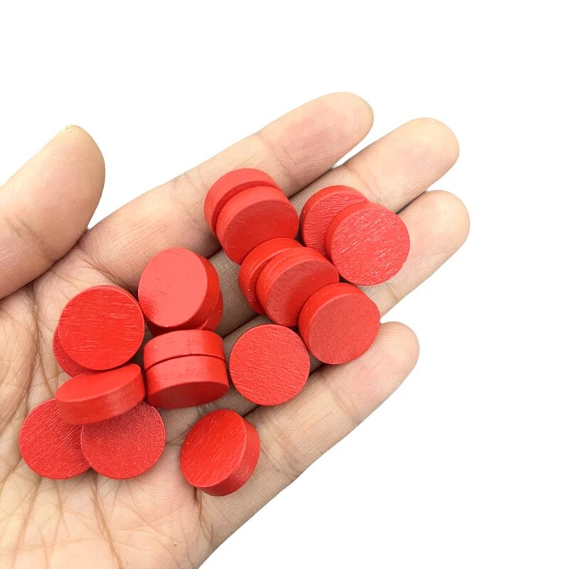 Деревянные игровые жетоны 100 шт Красный, Red
