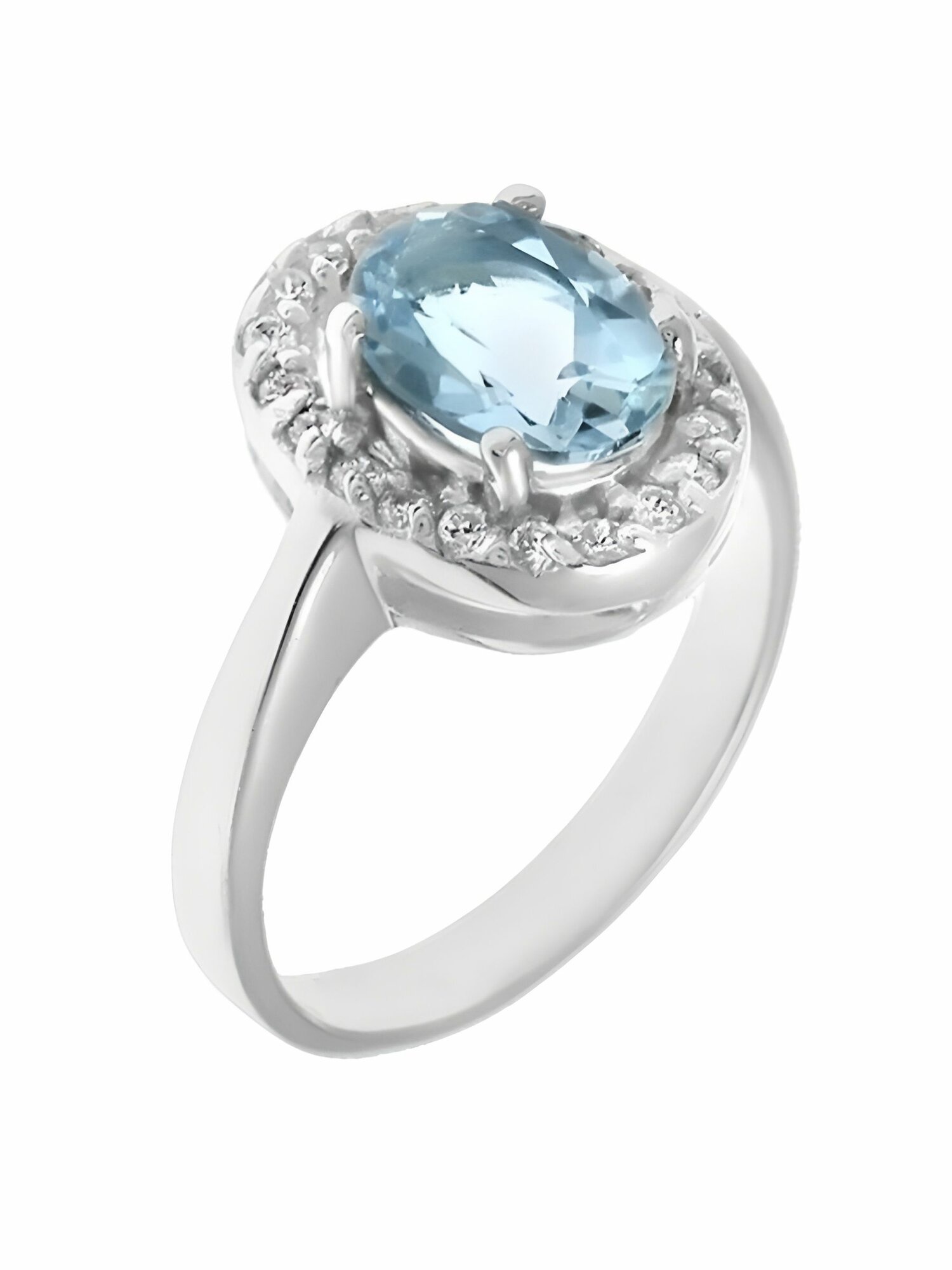 Кольцо тонкое, серебро, 925 проба, родирование, фианит, топаз