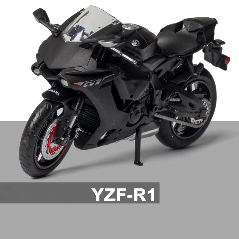 Игрушечный мотоцикл Yamaha YZF-R1 1/12 металлический Черный, Black no box