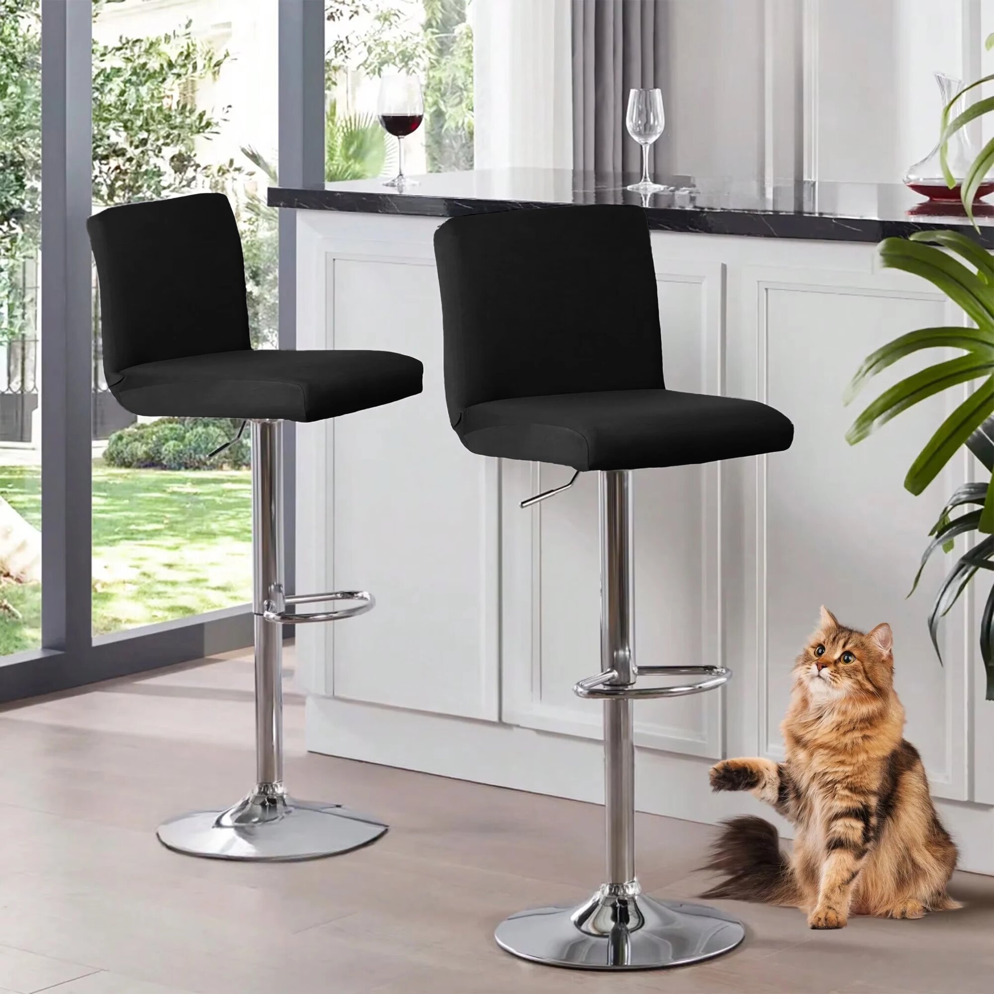 1 шт. Однотонный эластичный чехол из молочного шелка для барного стула, съемный и моющийся, Color3