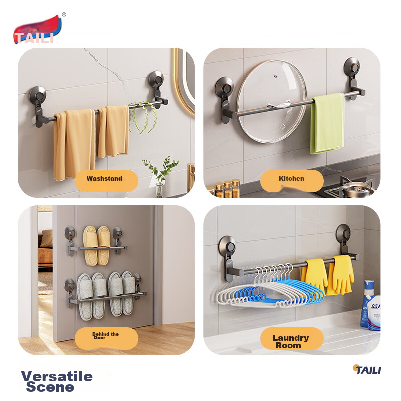 Taili Bathroom Slipper Rack, No Drilling Required, Storage Shelf, Door-Back Wall-Mounted Draining Shoe Rack, 64CM, 1 Piece