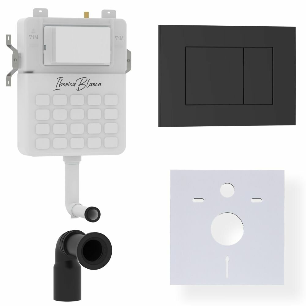 Бачок скрытого монтажа для приставного унитаза с клавишей смыва черный матовый, ABS пластик ESTI-S (IB. B085.002.000)