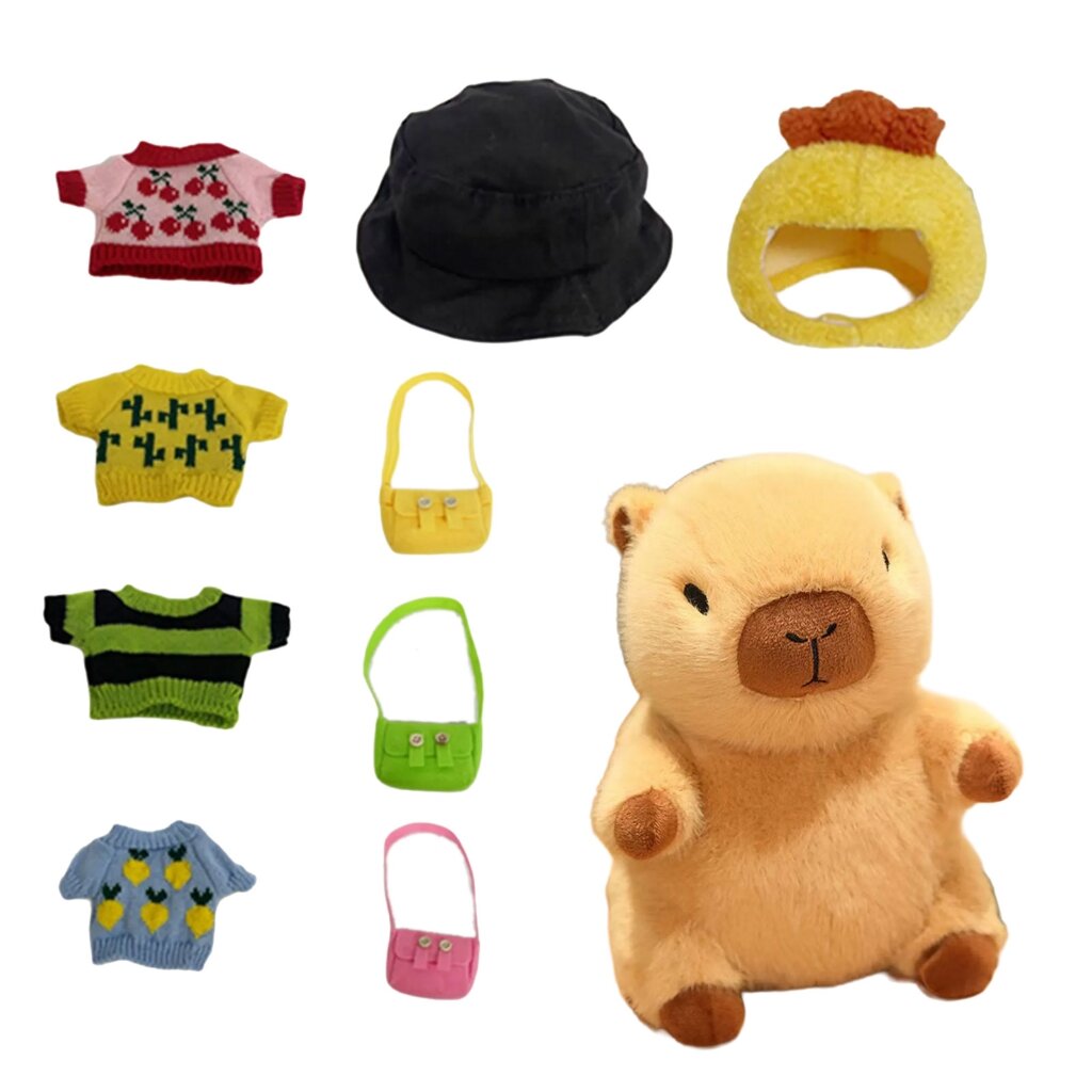 Одевалка Фигурка Капибары Игрушка с Одеждой, Обнимающая Куклу, Подарки для Душа, Кукла-Капибара, Одевалка для Малышей, Дети